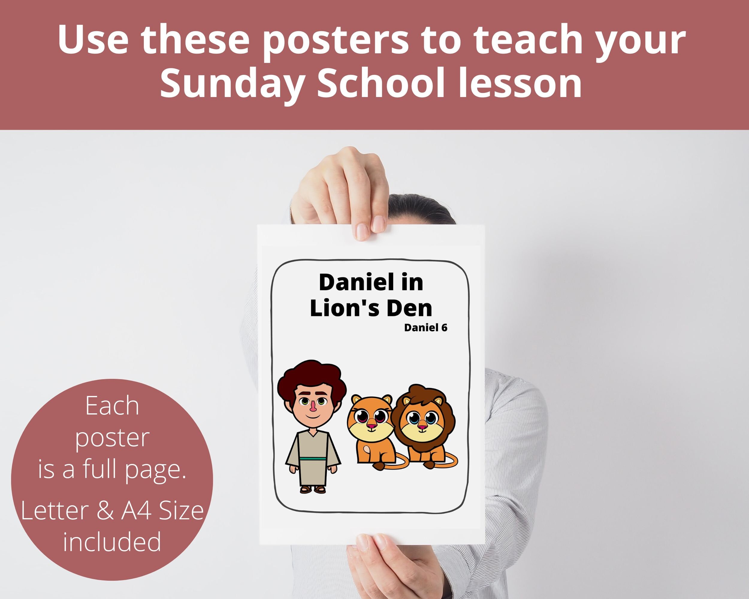 Daniel in the Lions Den, Bible Story Posters, Bible Coloring Pages for ...