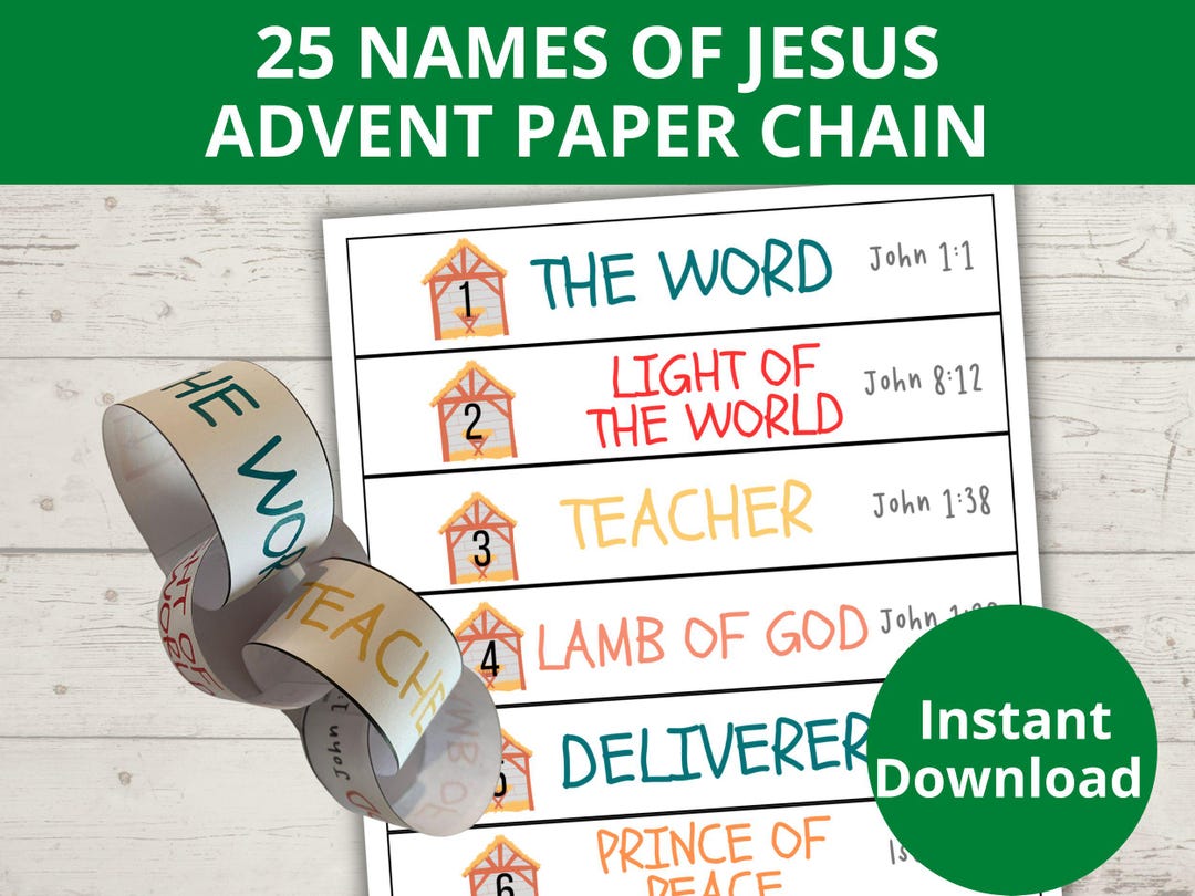 Names of Jesus Paper Chains, Christmas Advent, Names of Jesus Advent ...