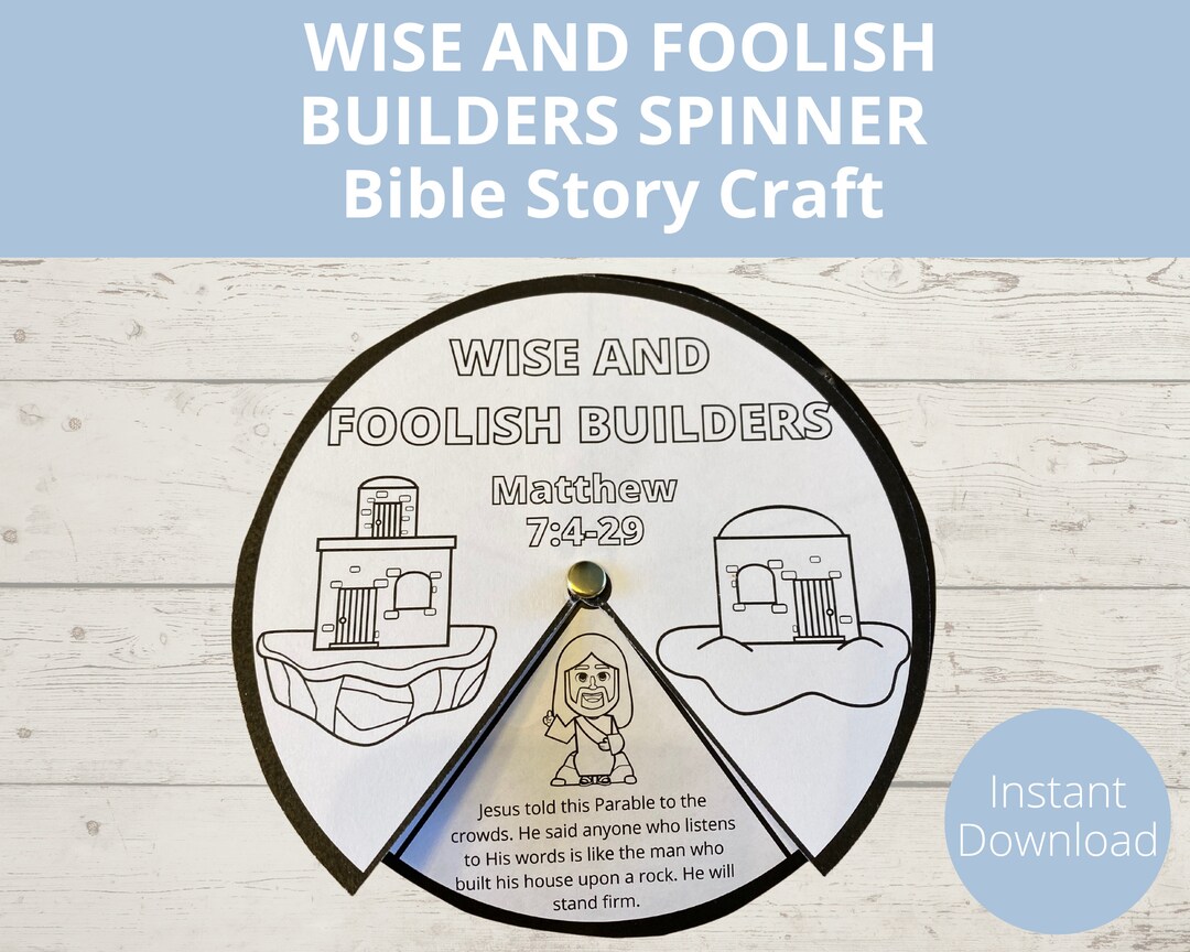 Wise and Foolish Builders Sunday School Craft, Bible Story Activities, Jesus Parable, Printable ...