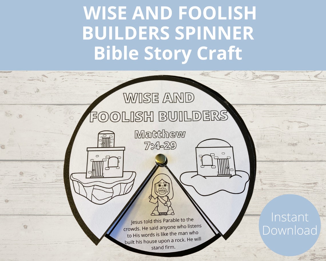 Wise and Foolish Builders Sunday School Craft, Bible Story Activities ...