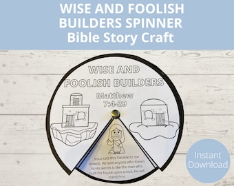 Parable of the Wise and Foolish Builders Sunday School Bible Wheel ...