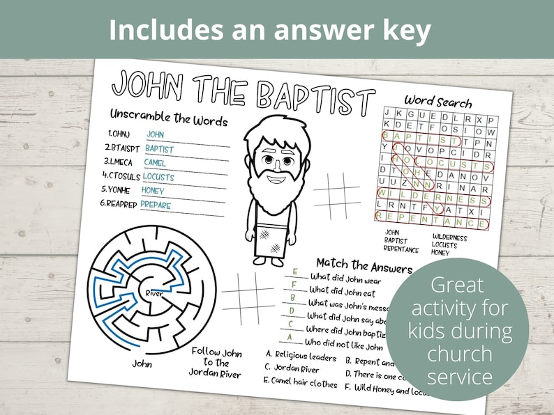 John the Baptist Craft, Bible Activity, Church Kids Activity, Sunday ...