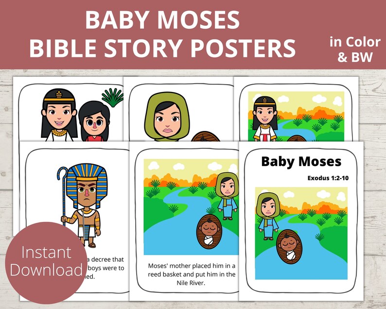 Baby Moses Moses Bible Lessons Bible Coloring Pages for - Etsy