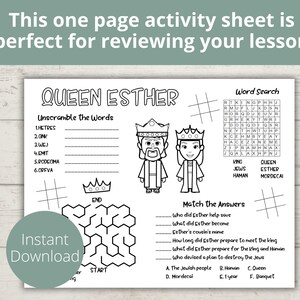 Queen Esther Craft, Esther Coloring Page, Bible Activity, Church Kids ...