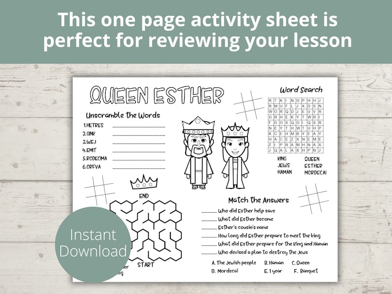 Queen Esther Craft, Esther Coloring Page, Bible Activity, Church Kids ...