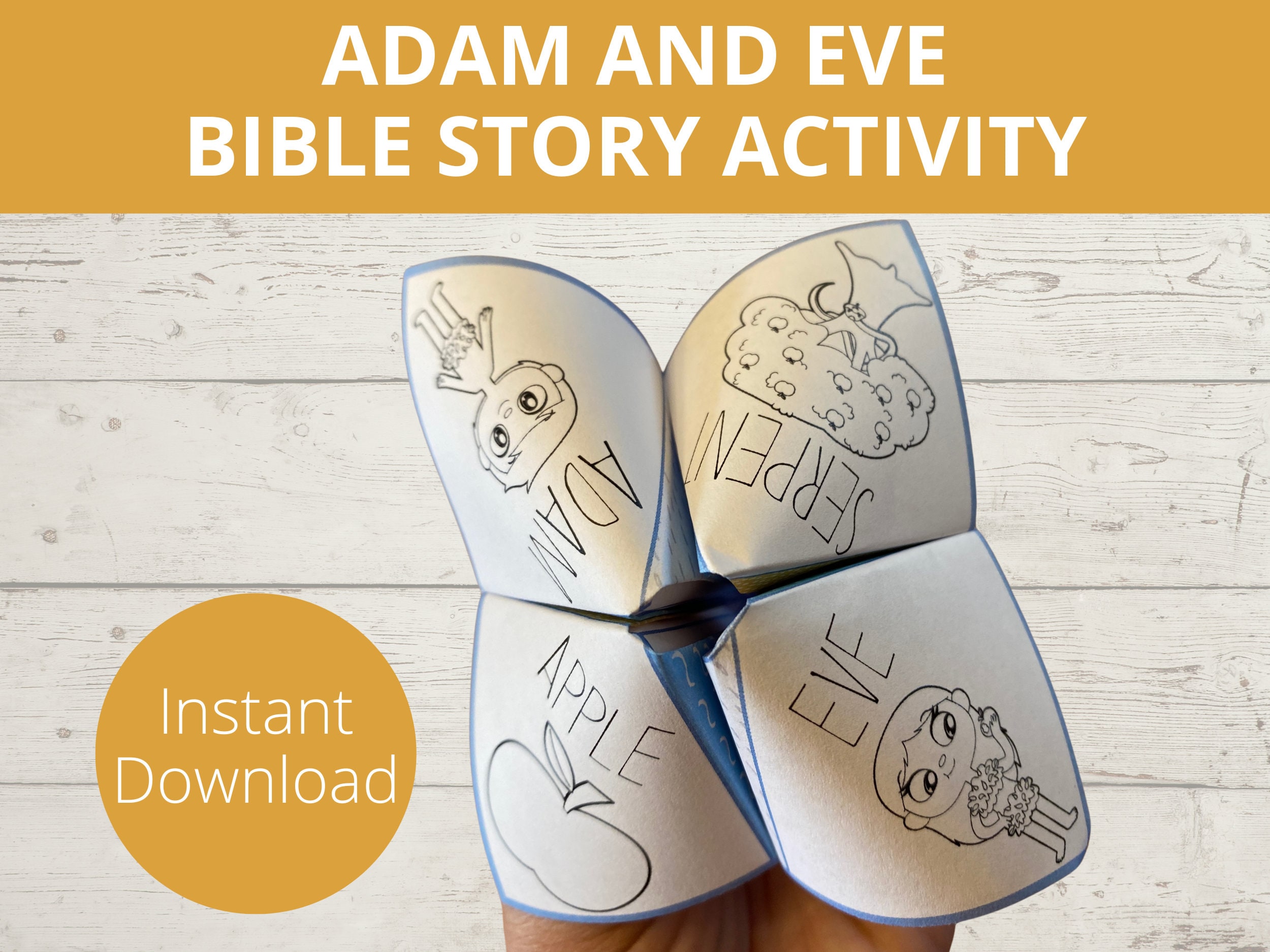 Adam and Eve Bible Story Activity, Sunday School Craft, Printable Paper ...