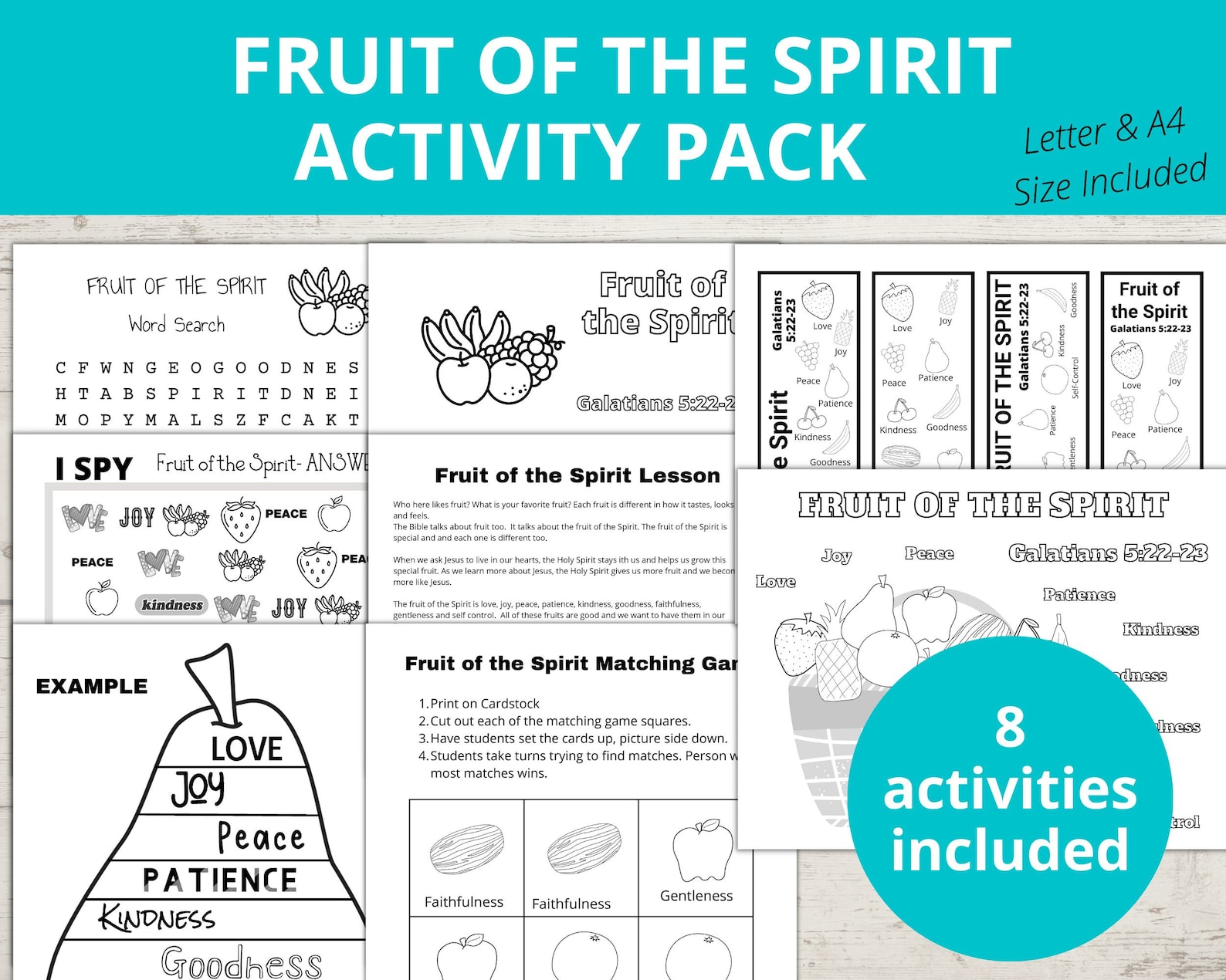 Fruit of the Spirit Activity Pack Printable Bible Story - Etsy