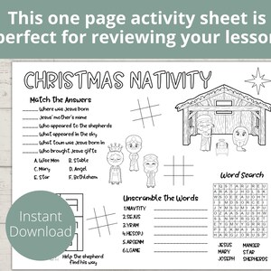 Christmas Nativity for Kids, Church Kids Activity, Bible Activity ...
