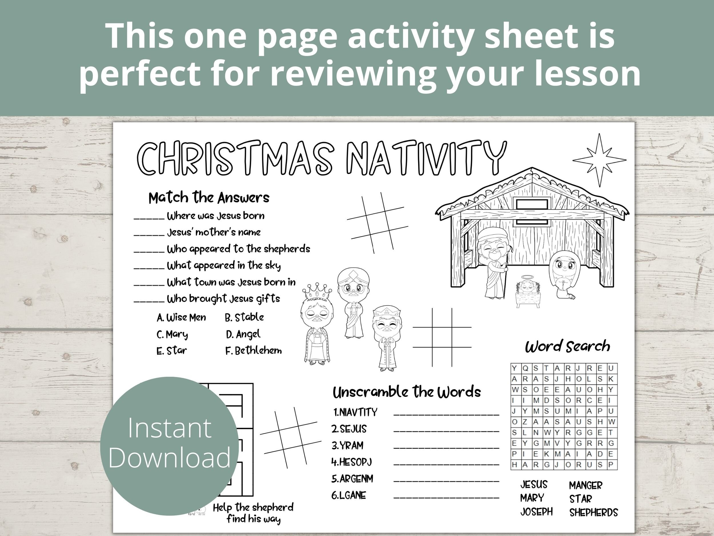 Christmas Nativity for Kids, Church Kids Activity, Bible Activity ...