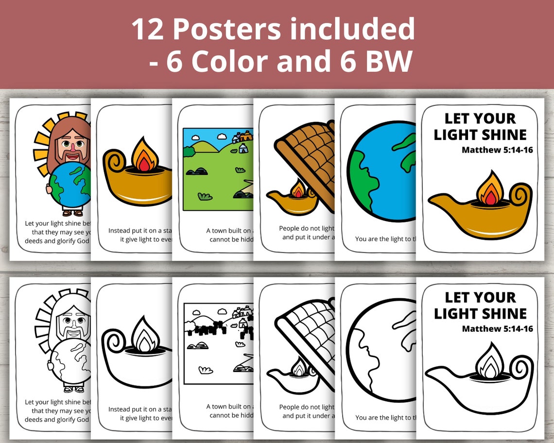 Let Your Light Shine Printable, Bible Story Poster, This Little Light ...