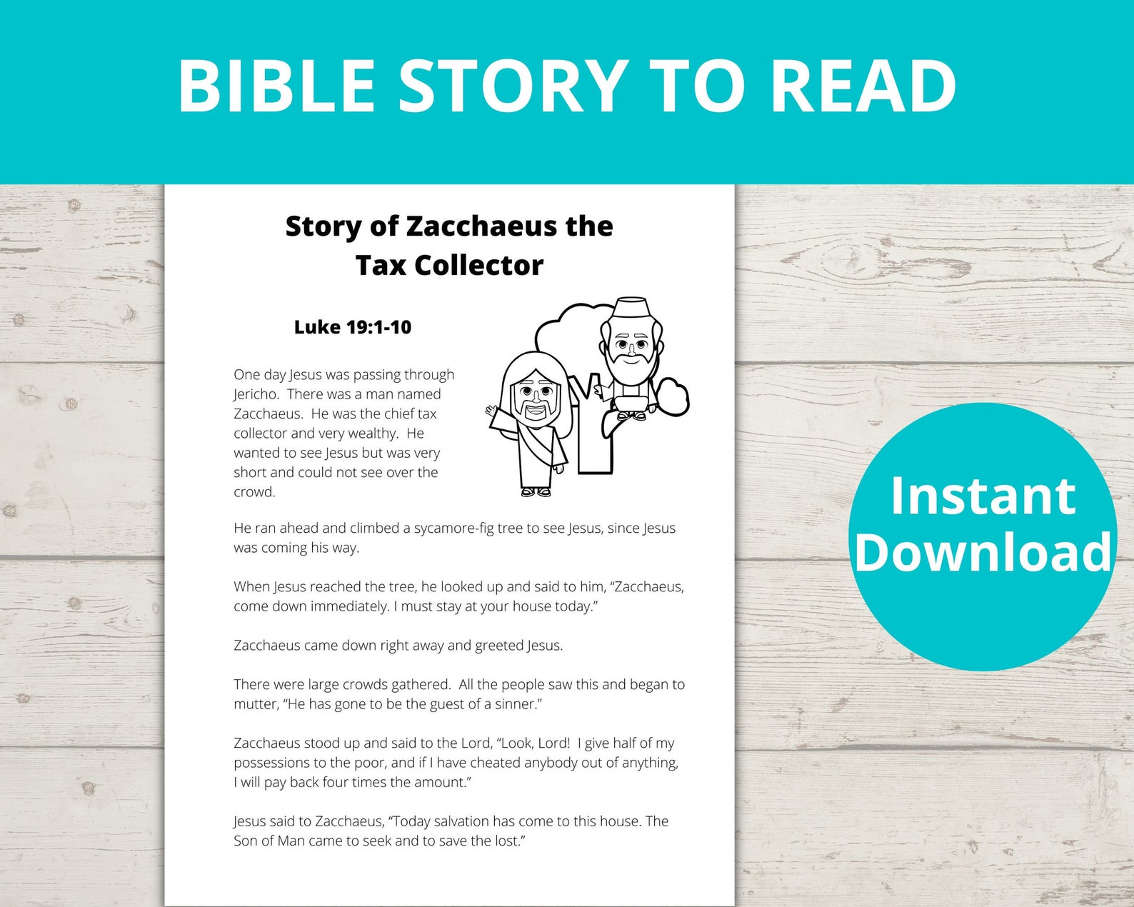 Zacchaeus Printable, Zacchaeus the Tax Collector, Bible Story Crafts ...