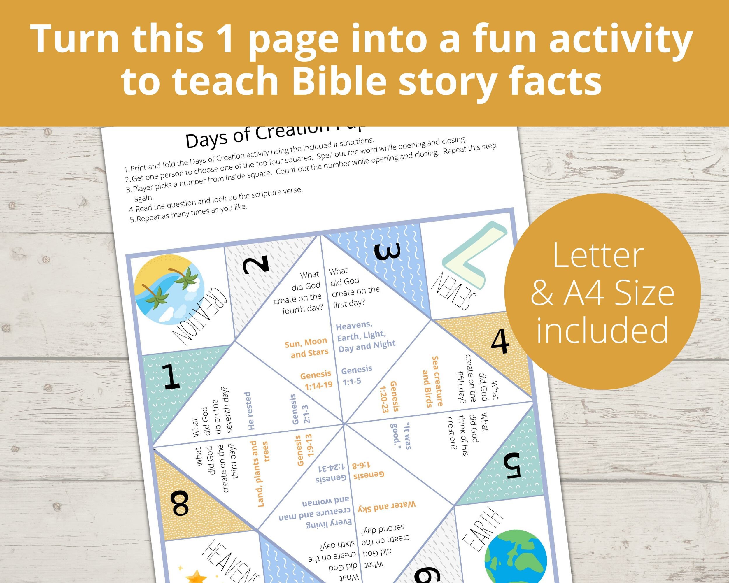 Days of Creation Bible Story Activity, Sunday School Craft, Genesis 1 ...