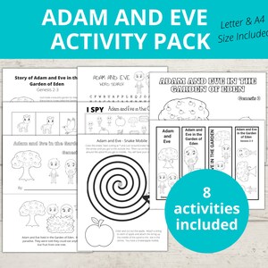Adam and Eve Bible Story Activities, Sunday School Craft, Activity Pack ...