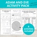 Adam and Eve Bible Story Activities, Sunday School Craft, Activity Pack ...