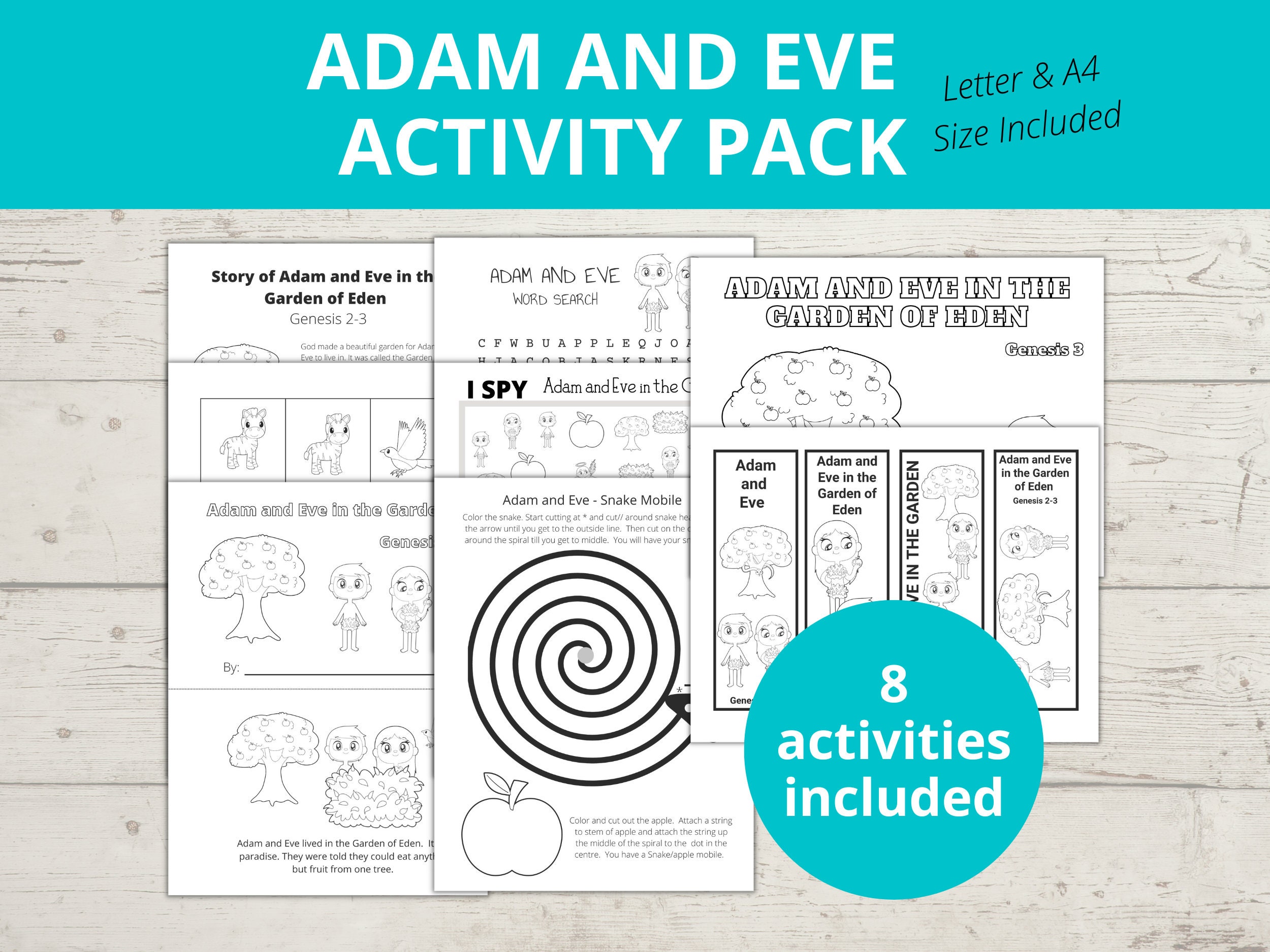 Adam and Eve Bible Story Activities, Sunday School Craft, Activity Pack ...
