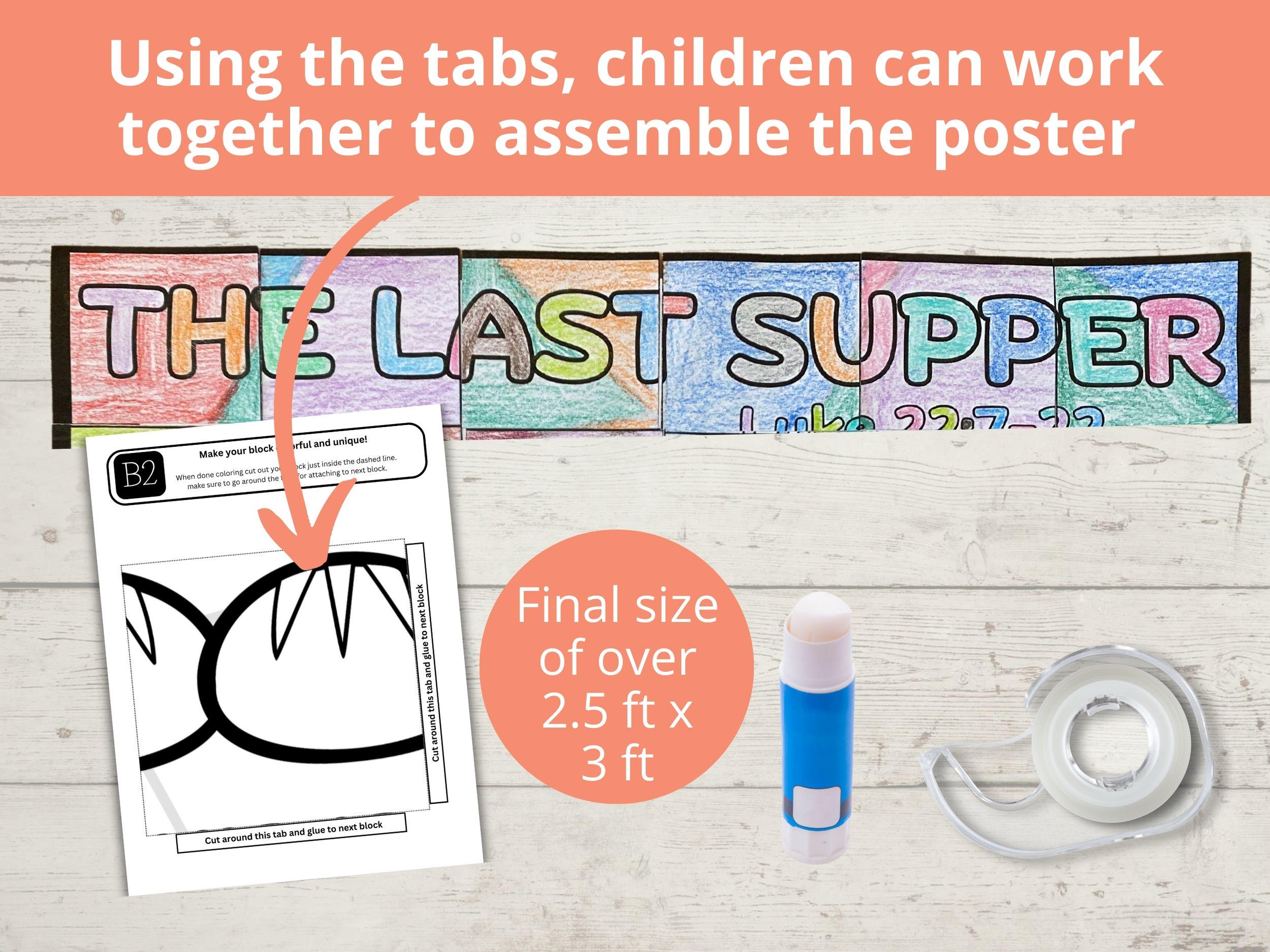 Last Supper Coloring Page, Holy Week Activity, Bible Collaborative ...