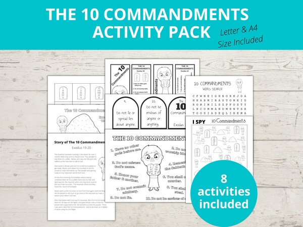 10 Commandments Bible Story Activity, Sunday School Craft, Printable ...
