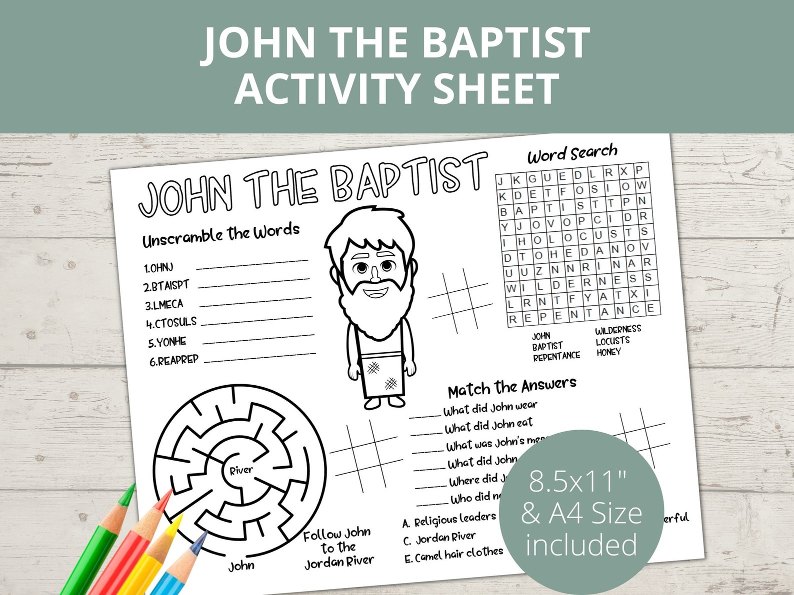John the Baptist Craft, Bible Activity, Church Kids Activity, Sunday ...