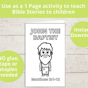John the Baptist, Bible Story Activity, Mini Book, Sunday School Craft ...