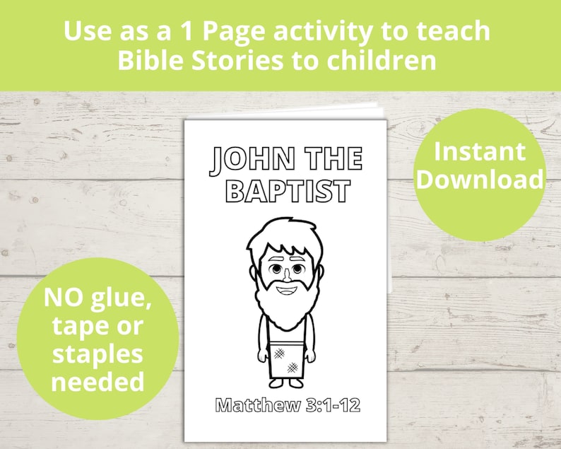 John the Baptist, Bible Story Activity, Mini Book, Sunday School Craft ...