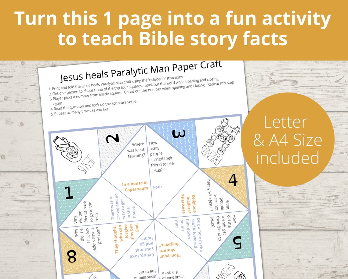 Jesus Heals a Paralyzed Man, Bible Story Activities, Sunday School ...