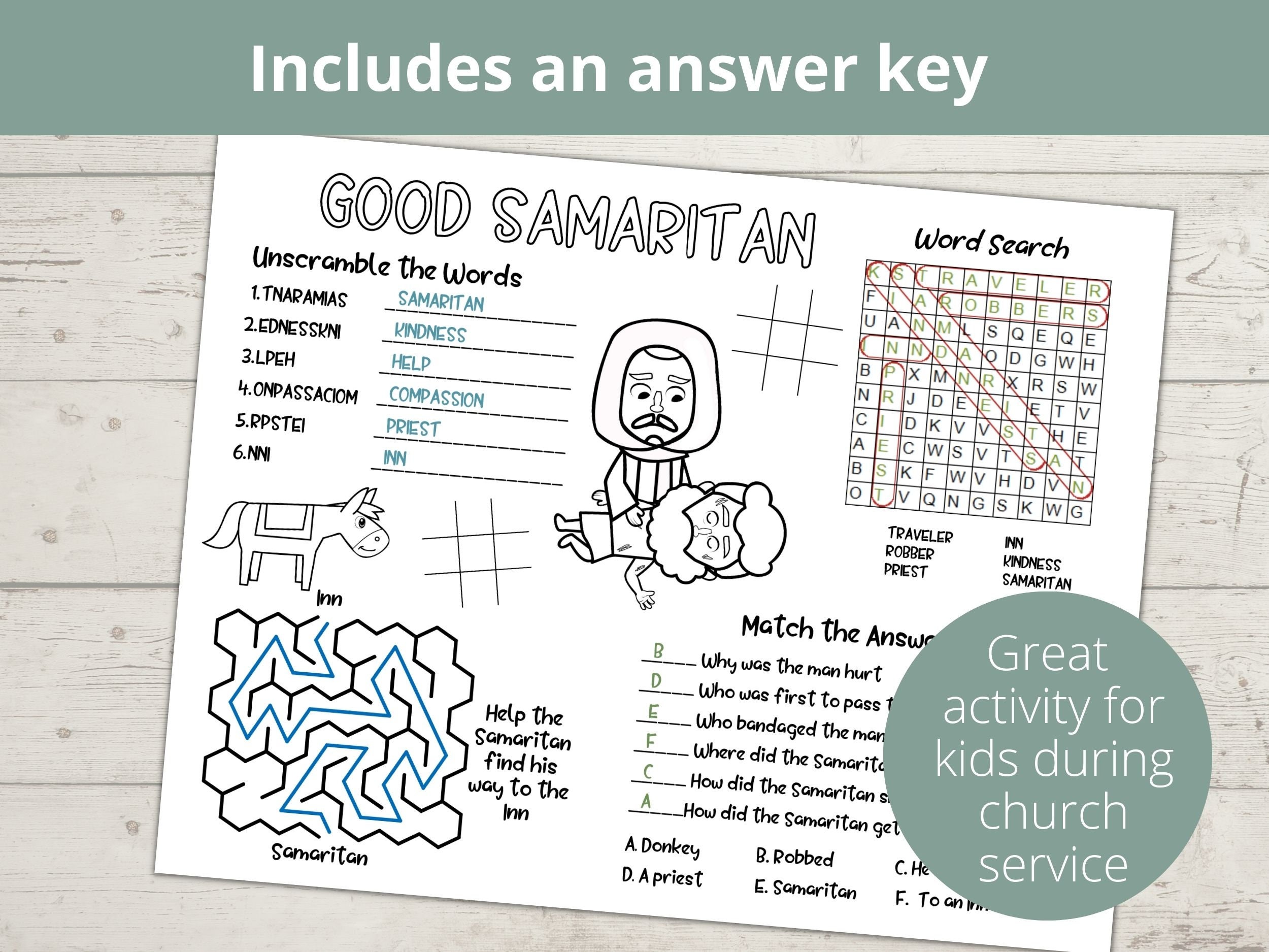 Good Samaritan Activity Sheet, Bible Activity, Church Kids Activity ...