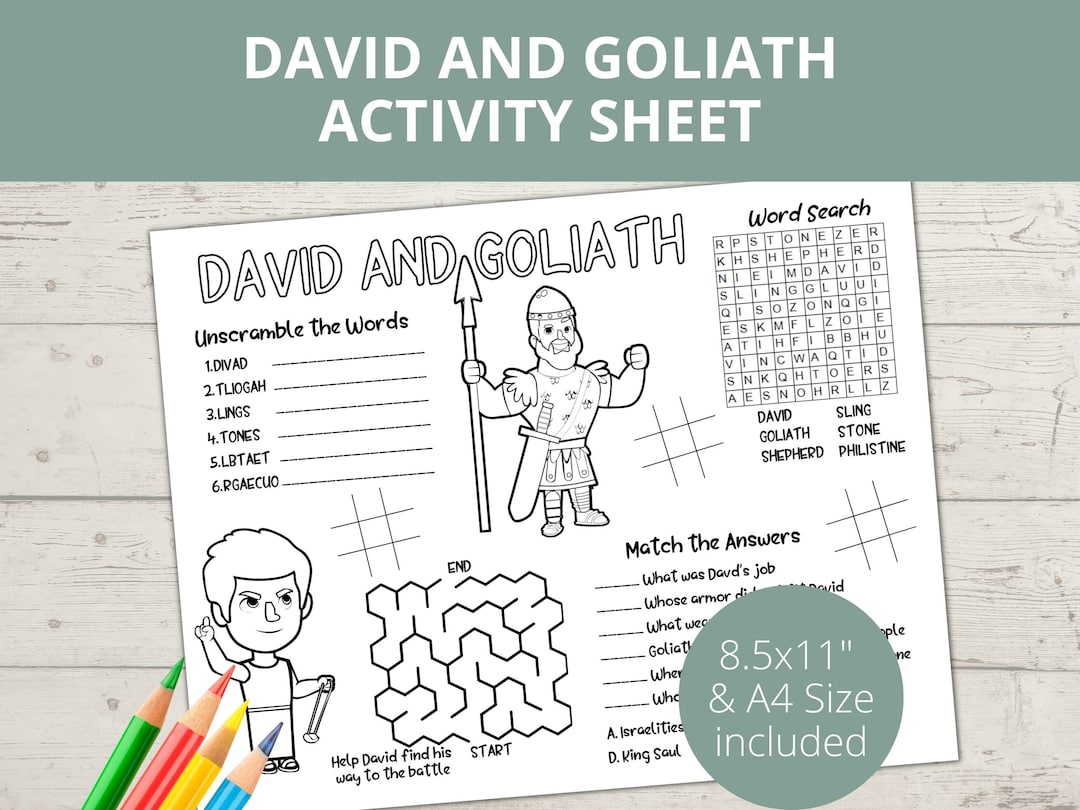 David and Goliath Activities, Bible Activity, Church Kids Activity ...