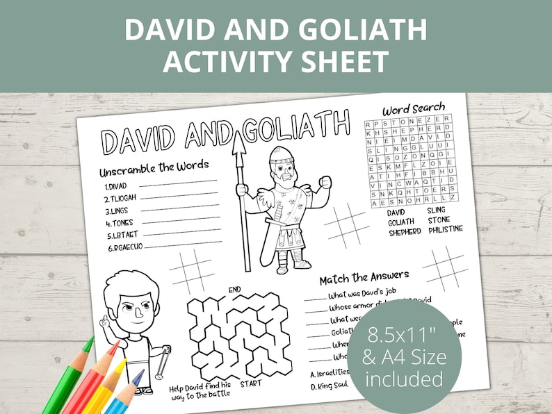 David and Goliath Activity, David and Goliath Bible Lesson, Bible ...