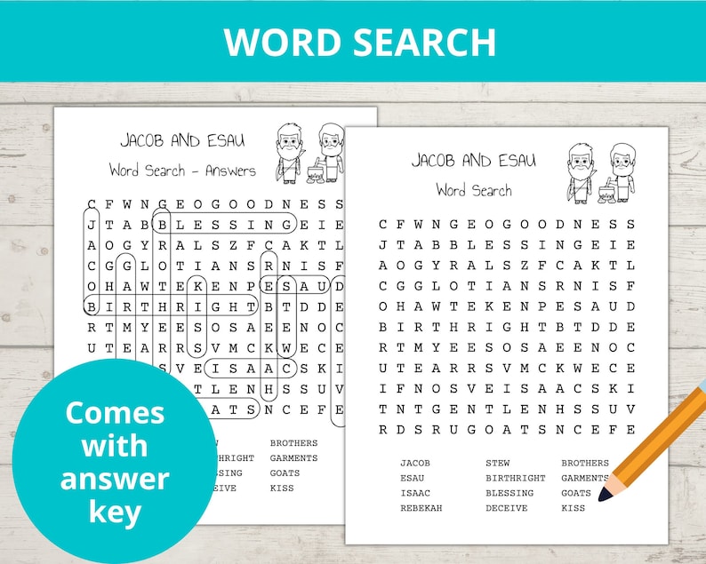 Jacob and Esau, Bible Story for Kids, Sunday School Activity, I Spy ...