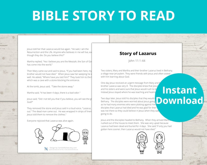 Jesus Raises Lazarus From the Dead Bible Story Activities, Sunday ...