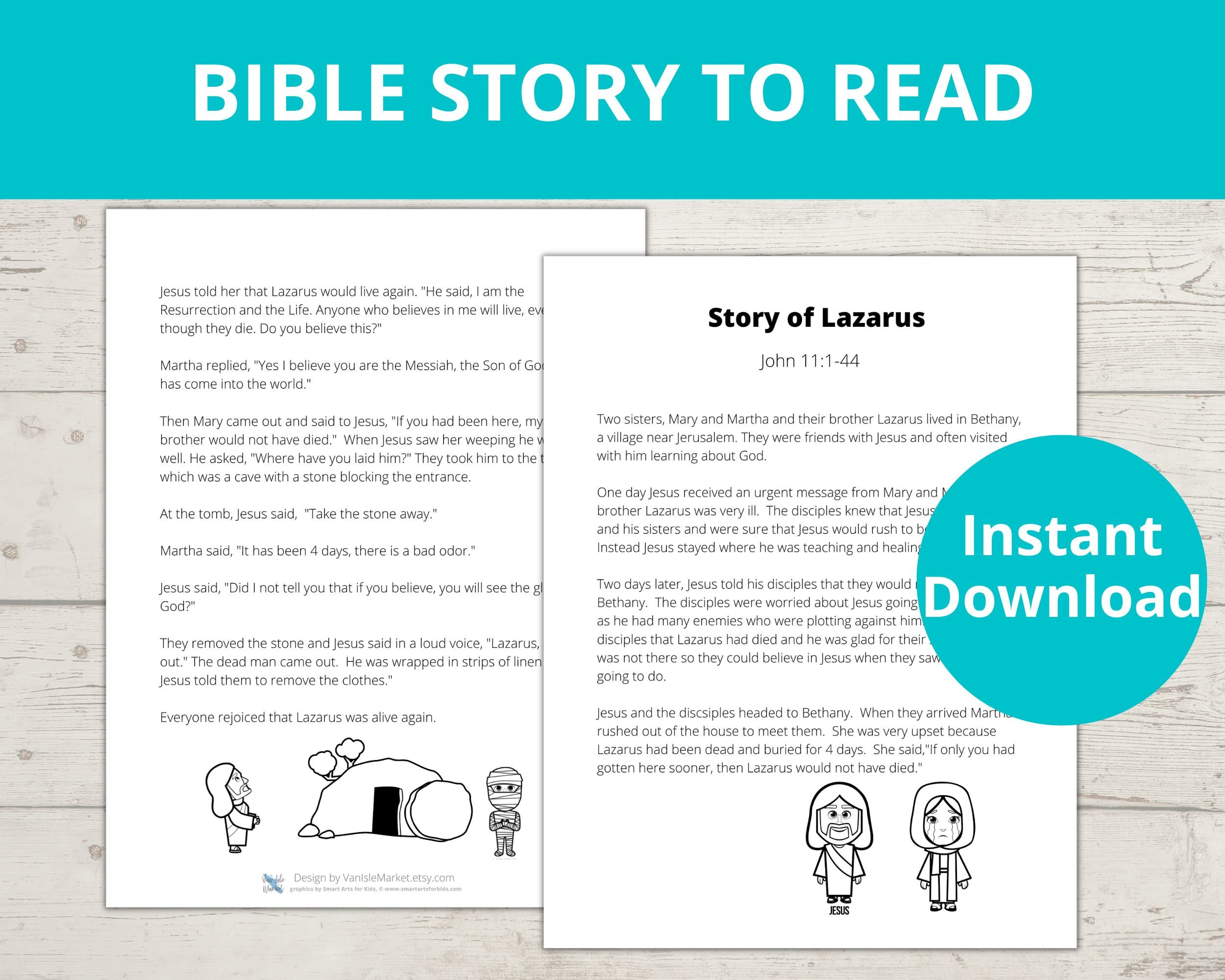 Jesus Raises Lazarus From the Dead Bible Story Activities, Sunday ...