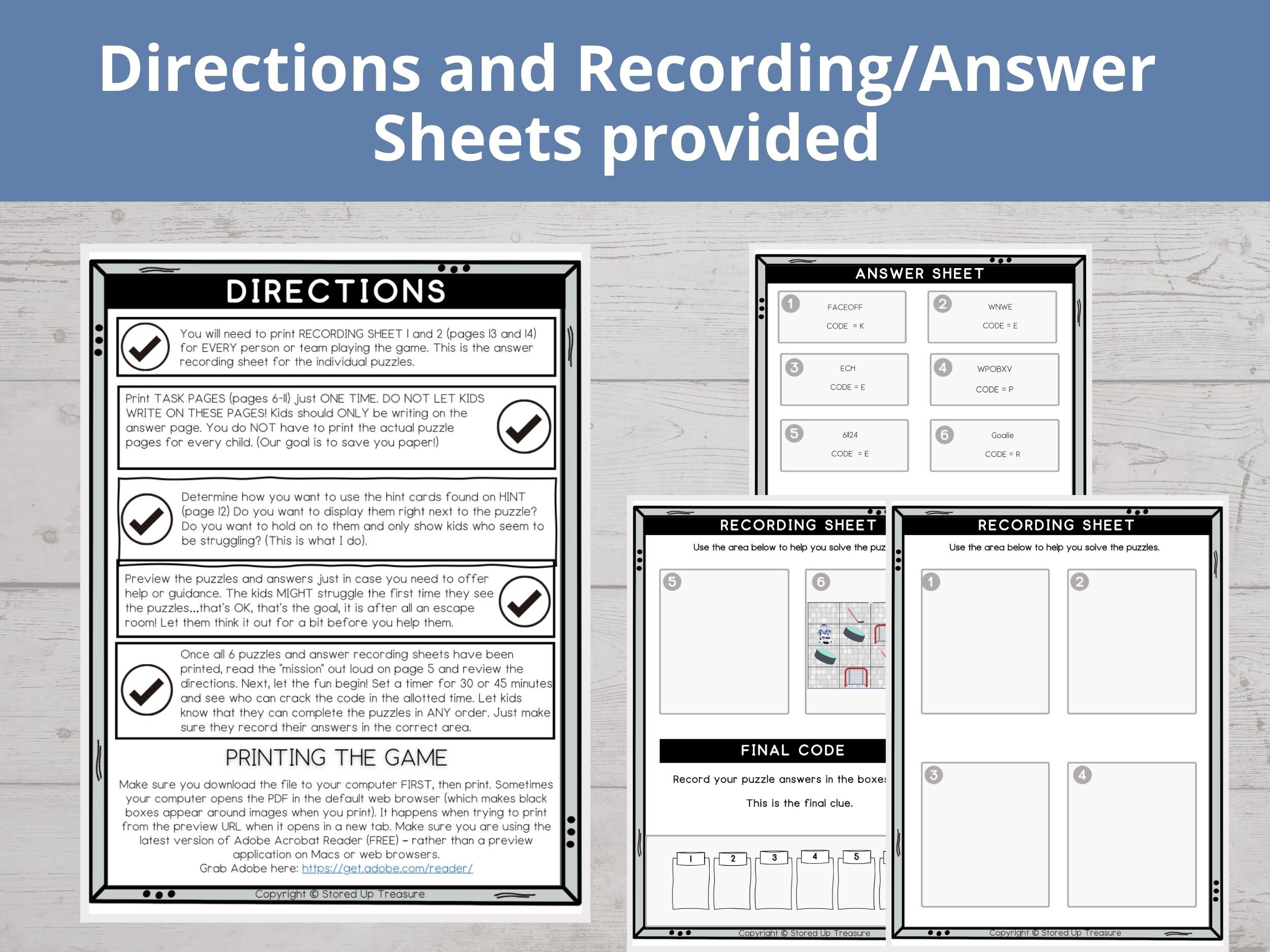 Escape Room for Kids, Escape Room Printable, Sports Escape Room, Games ...