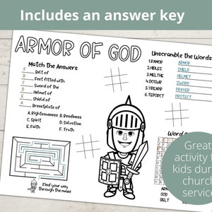 Armor of God Coloring Page, Bible Activity, Sunday School Activities ...