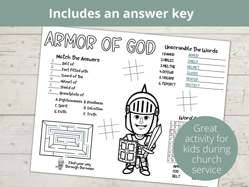 Armor of God Coloring Page, Bible Activity, Sunday School Activities ...