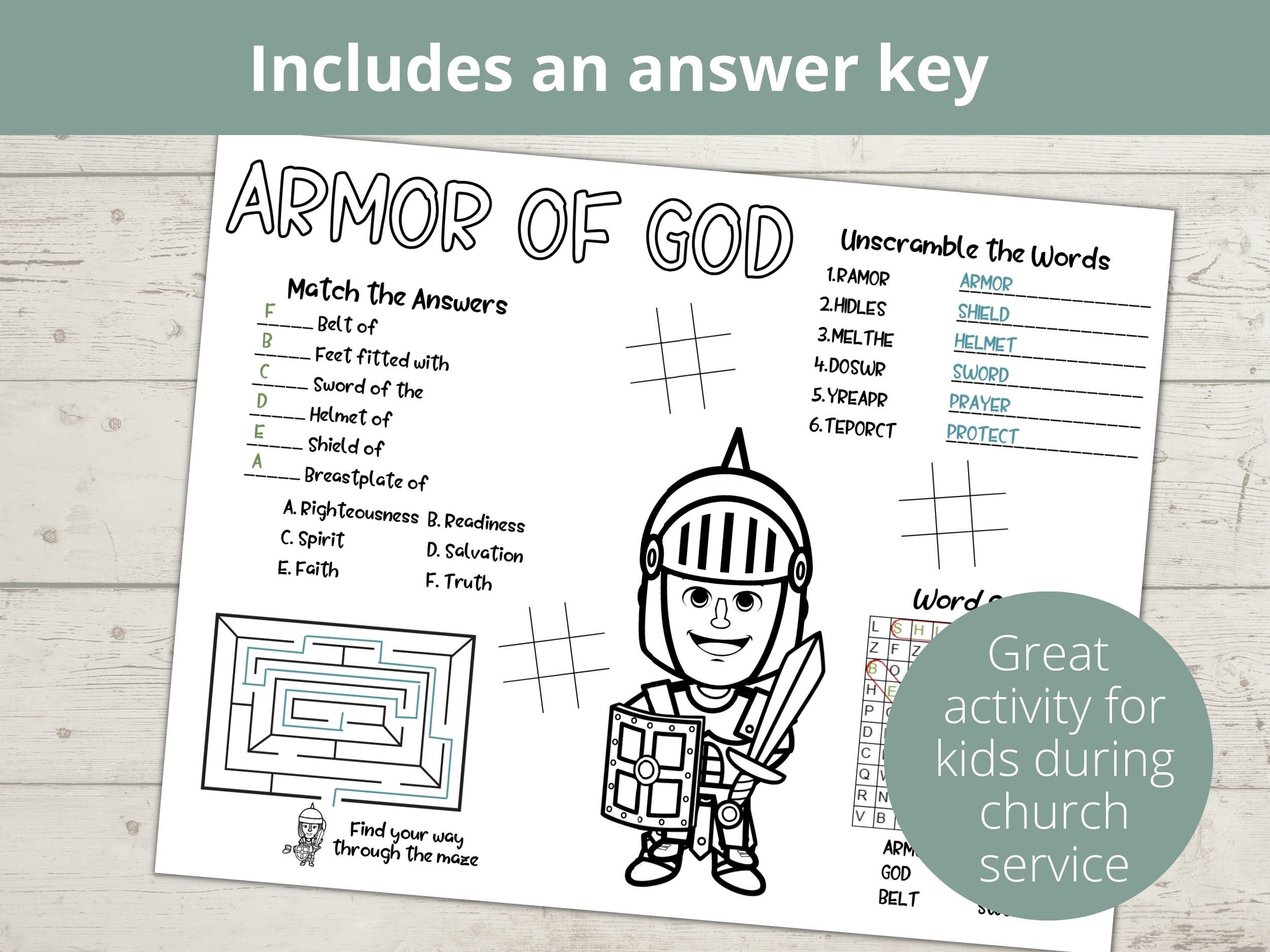 Armor of God Coloring Page, Bible Activity, Sunday School Activities ...