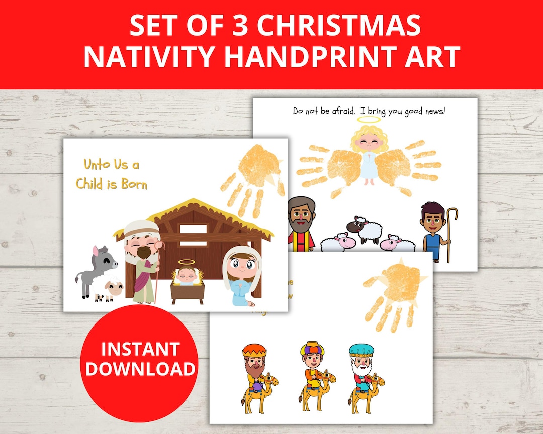 Nativity Handprint, Christmas Handprint Art, Toddler Christmas ...