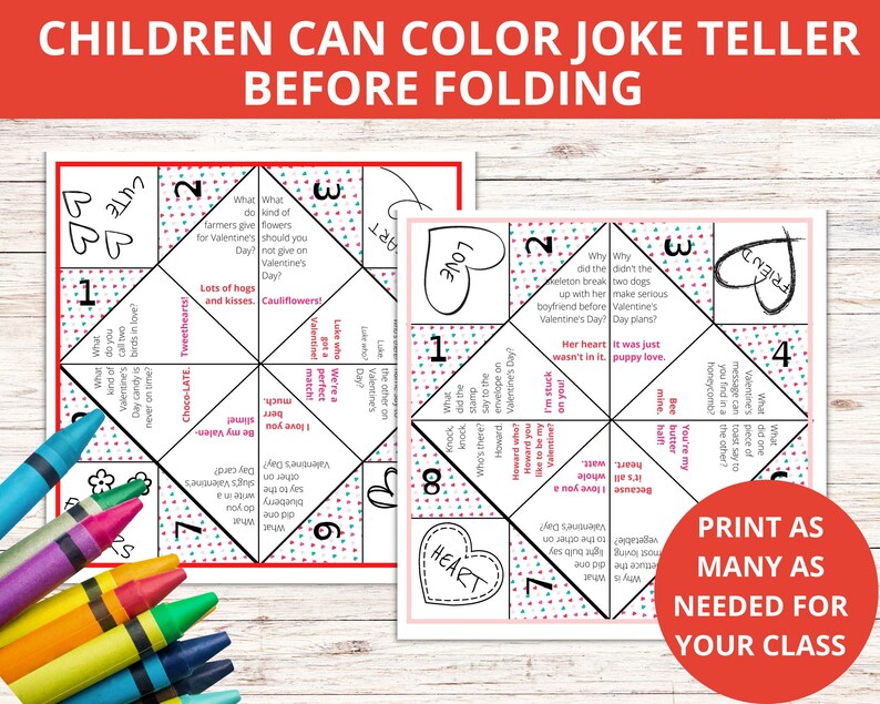 Valentines Day Cards for Kids, Jokes for Kids, Fortune Teller, Cootie ...