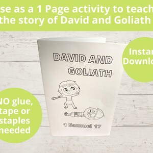 David and Goliath Sunday School Craft Bible Story Activity | Etsy
