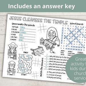 Jesus Cleanses the Temple, Activity Sheet, Bible Activity, Church Kids ...