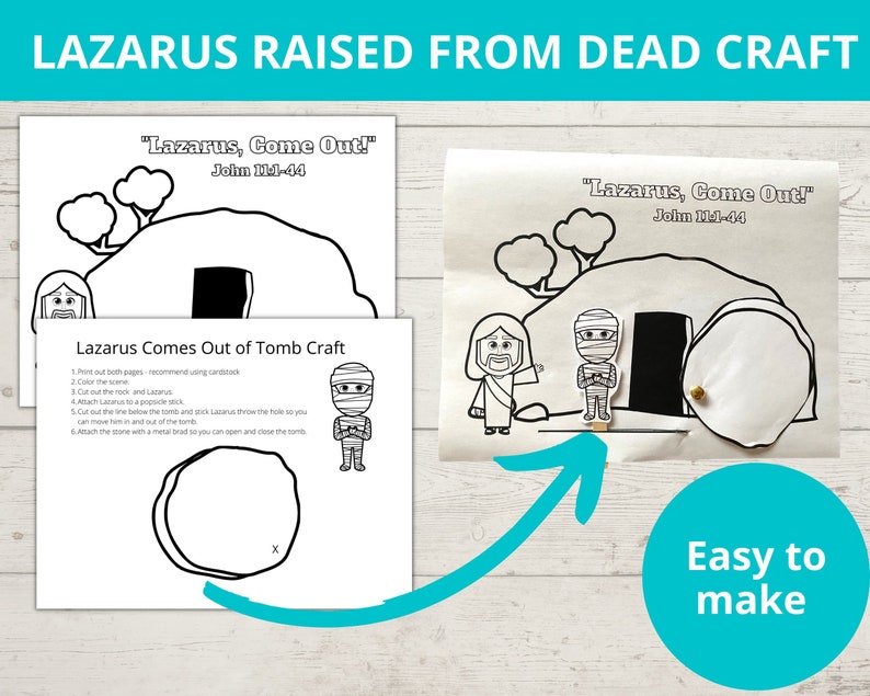 Jesus Raises Lazarus From the Dead Bible Story Activities - Etsy