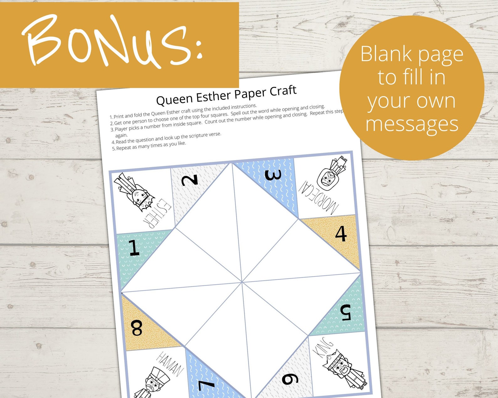 Queen Esther, Esther Craft, Fortune Teller, Cootie Catcher, Bible Story ...