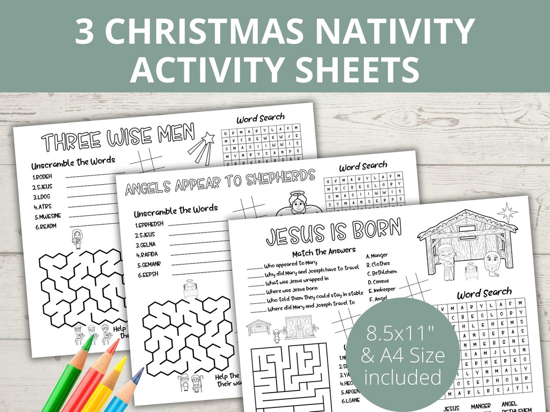 Christmas Nativity Activity Sheets, Jesus is Born, Three Wisemen ...