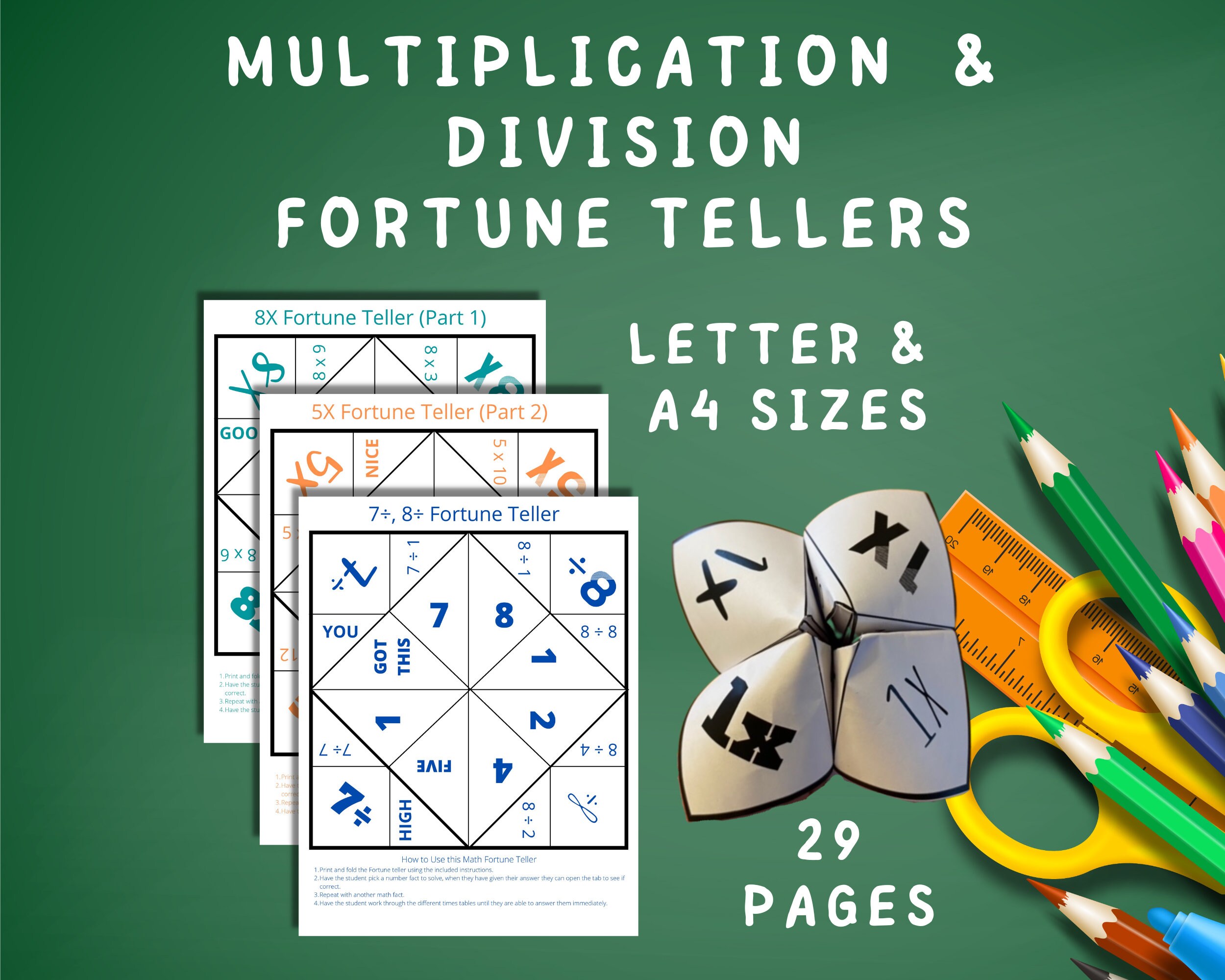 Math Flash Cards, Math Fortune Teller, Times Table, Multiplication ...