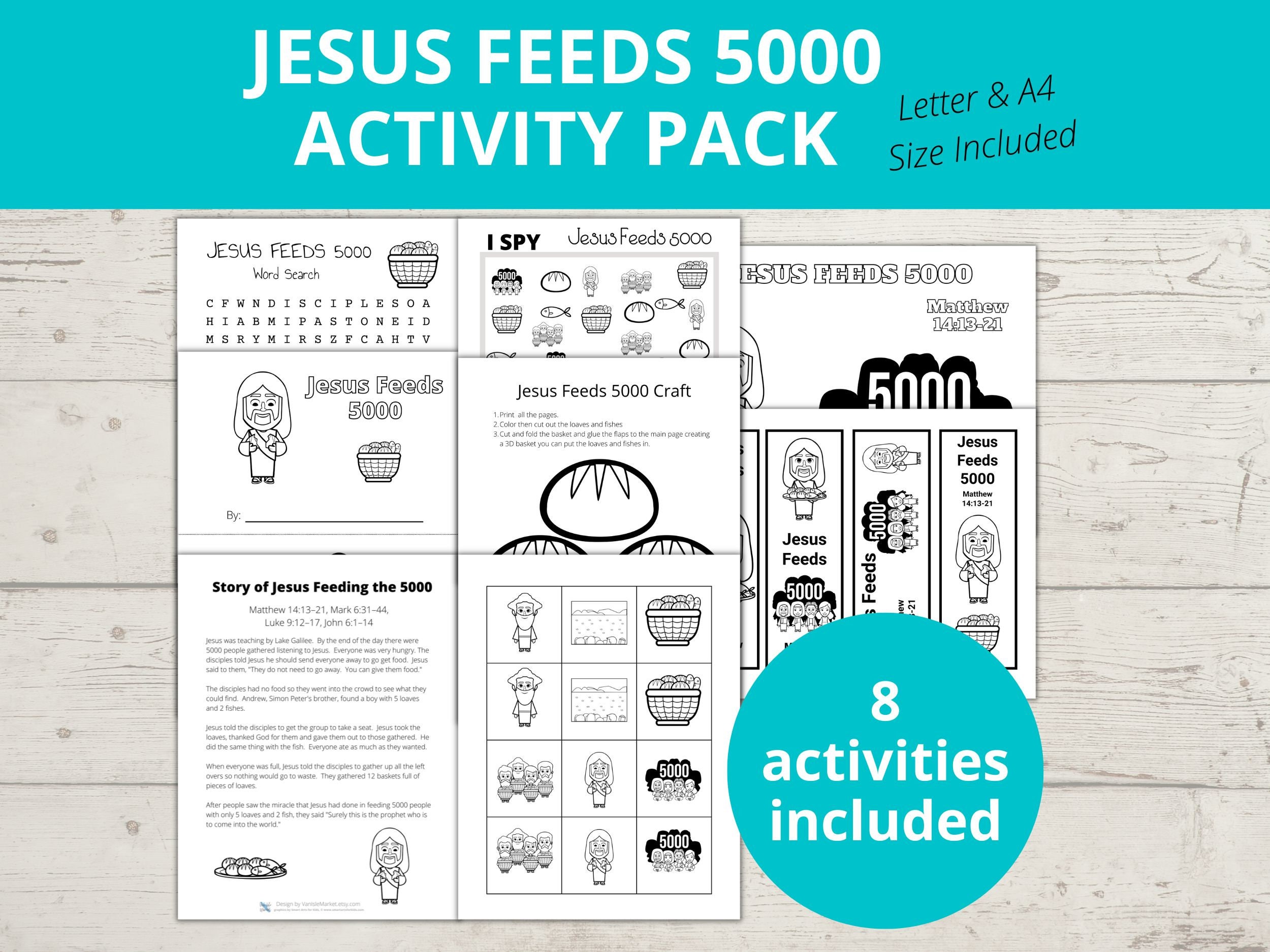 Jesus Feeds 5000 Bible Story Activities, Sunday School Craft, Activity ...