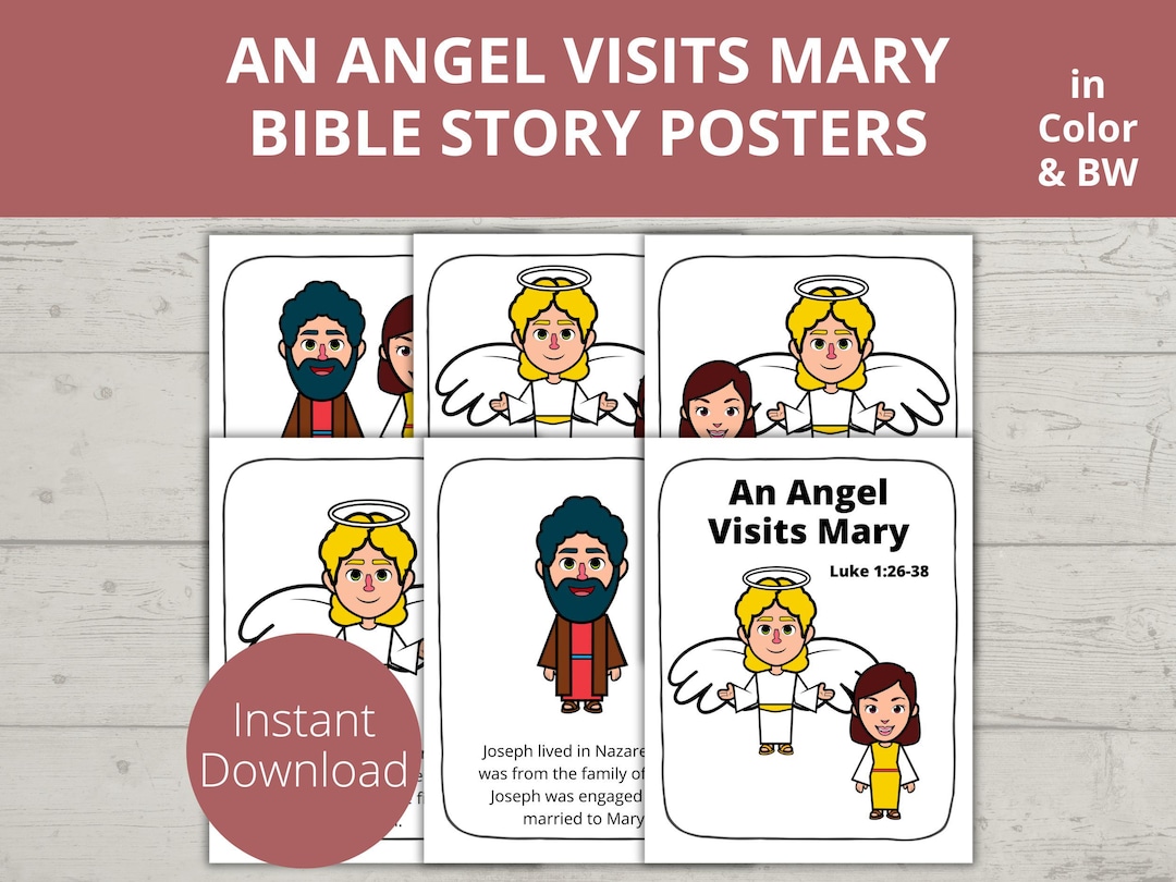 Angel Gabriel Visits Mary, Mary Visited by Angel, Bible Story Poster ...