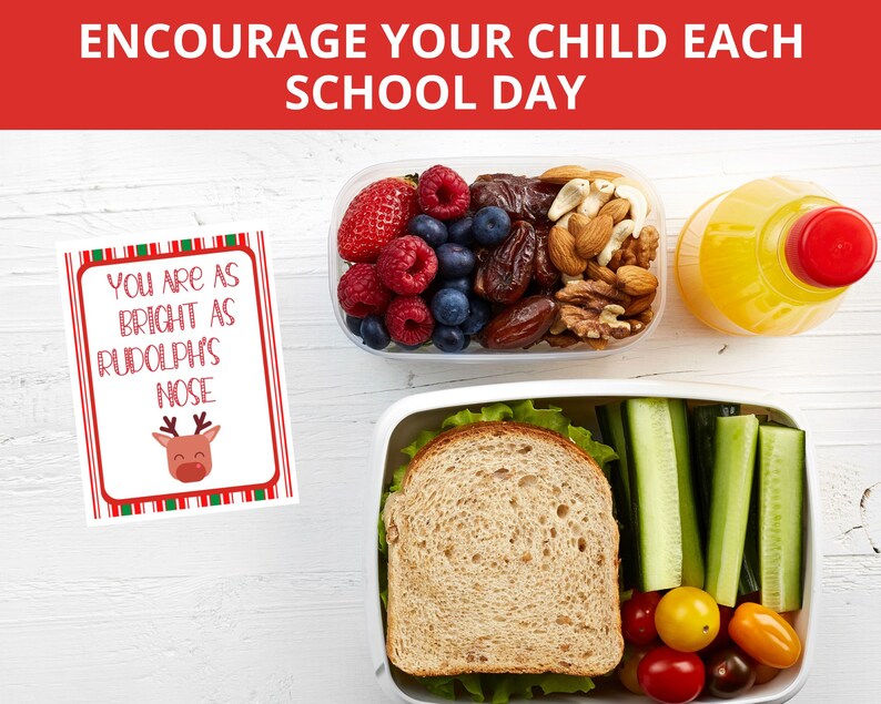 Christmas Lunchbox Notes, Lunchbox Notes for Kids, Positive ...