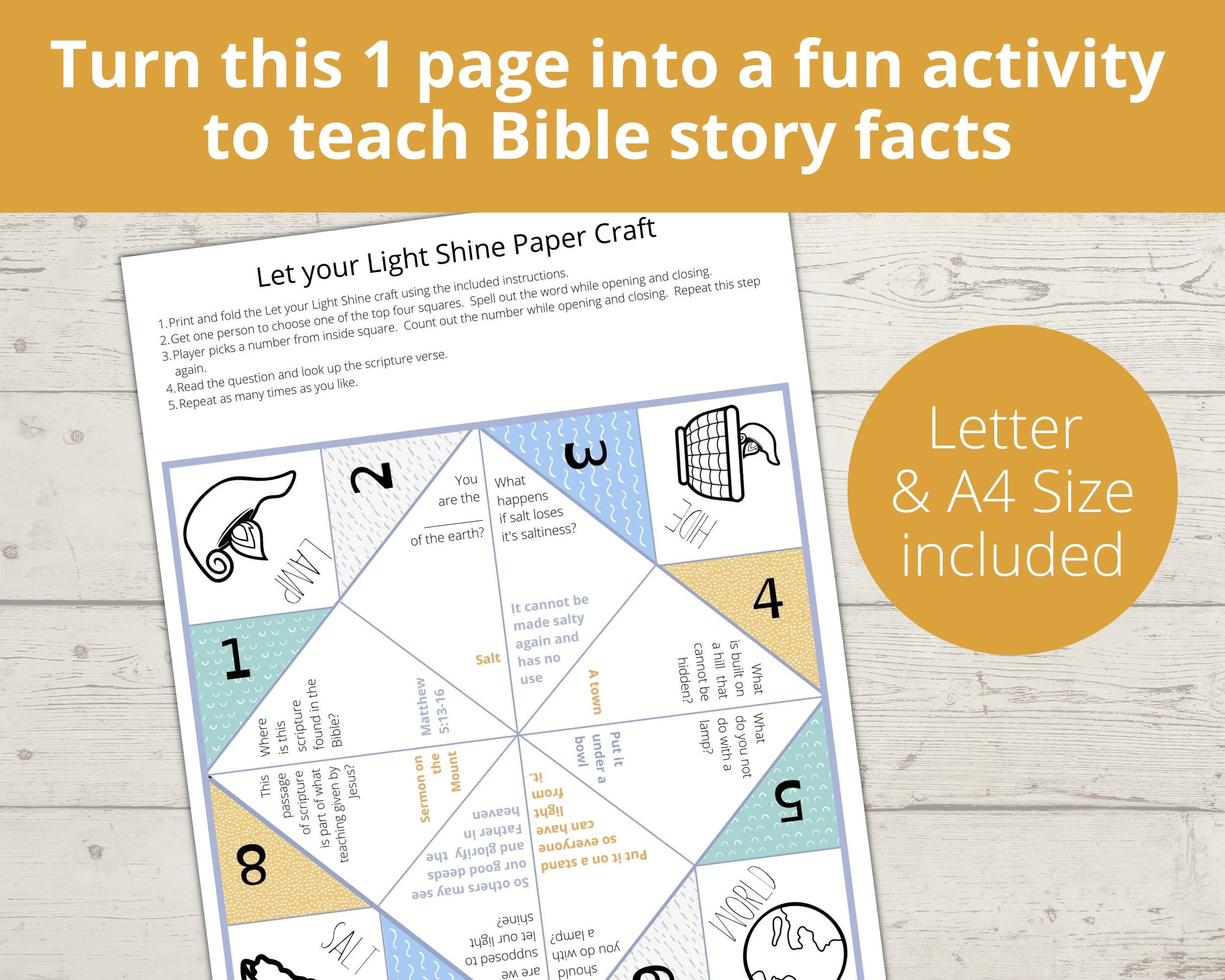 Let Your Light Shine, This Little Light of Mine, Cootie Catcher, Bible ...