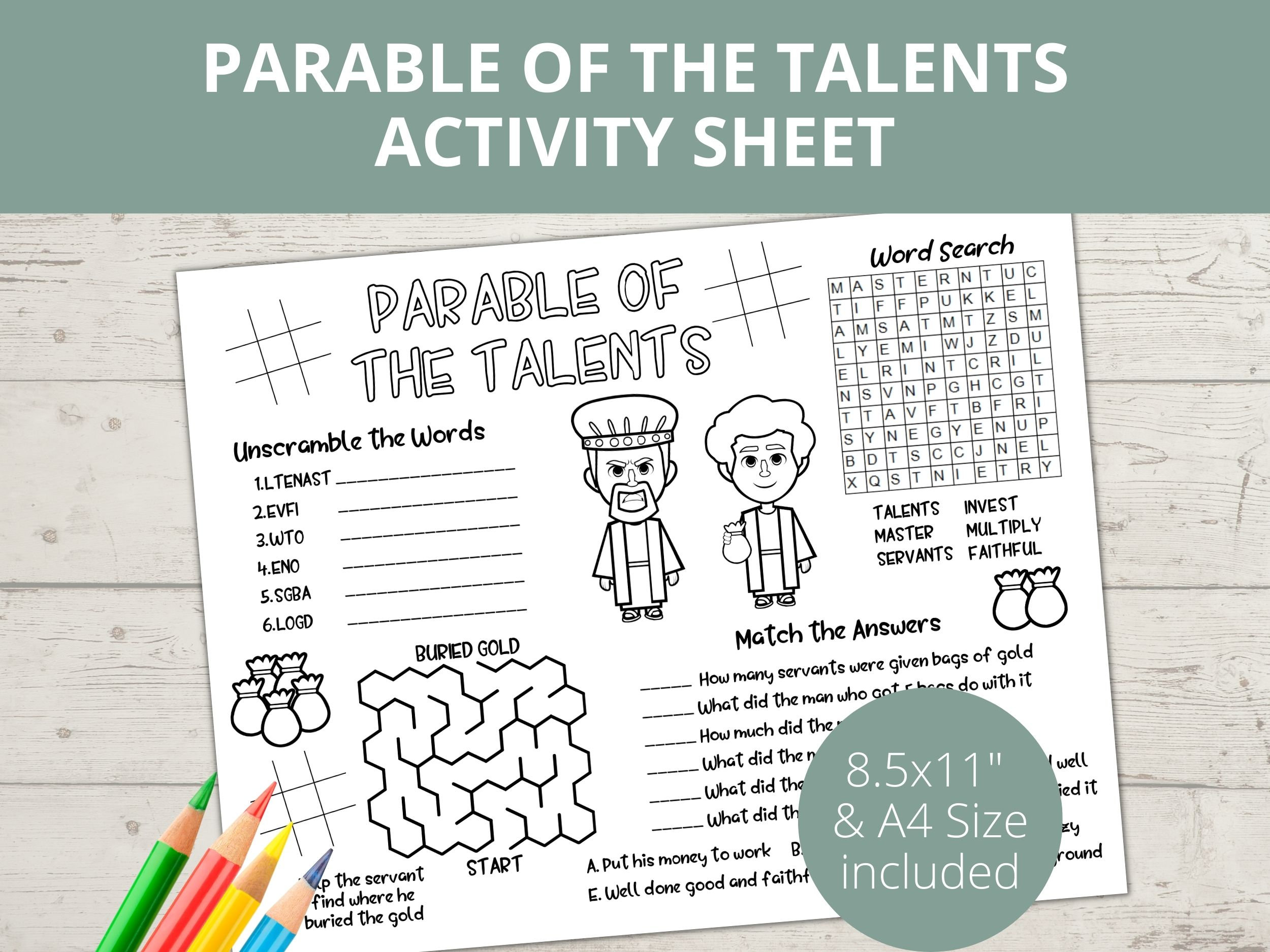 Parable of the Talents, Parables of Jesus, Sunday School Activities ...