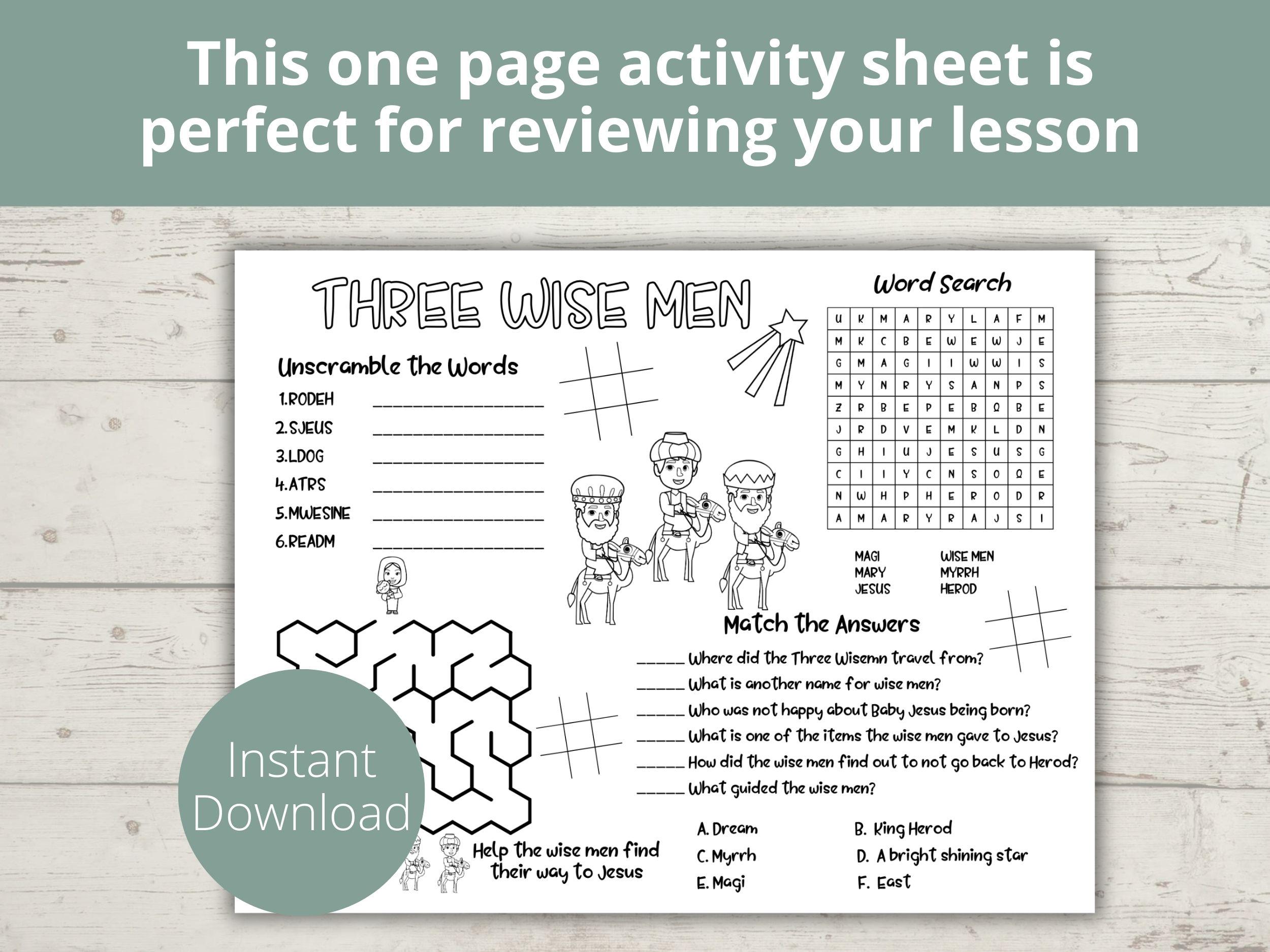 Three Wise Men, Bible Activity Placemat, Christmas Nativity Craft ...