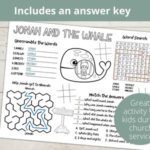 Jonah and the Whale, Bible Activity, Church Kids Activity, Sunday ...